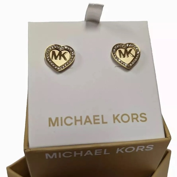 MICHAEL Michael Kors | Jewelry | Authentic Michael Kors Goldtone Heart Mk Logo Pav Crystals With ...